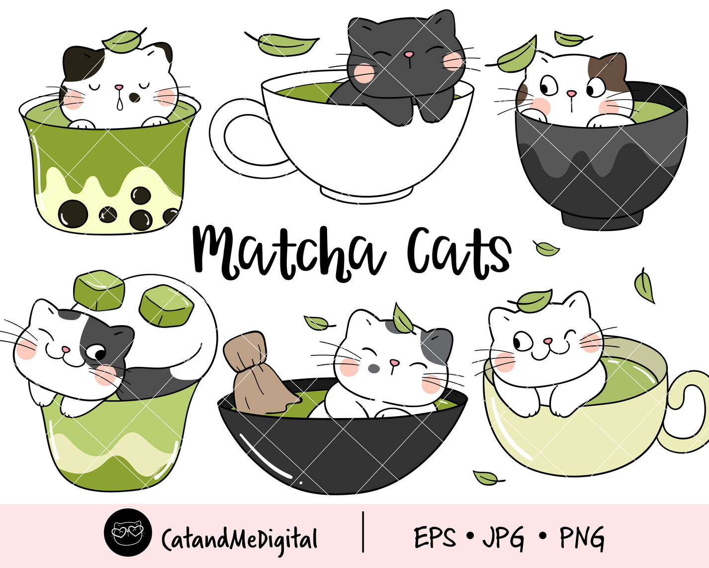 Matcha Cats Clipart – catandmedigital